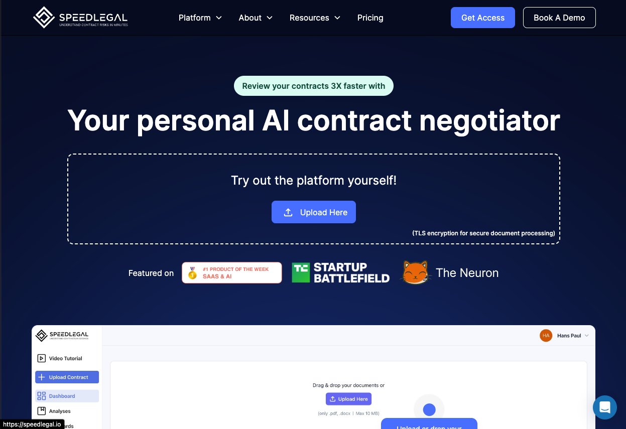 SpeedLegal - Your Personal AI Contract Paralegal - Empower your contract review w
