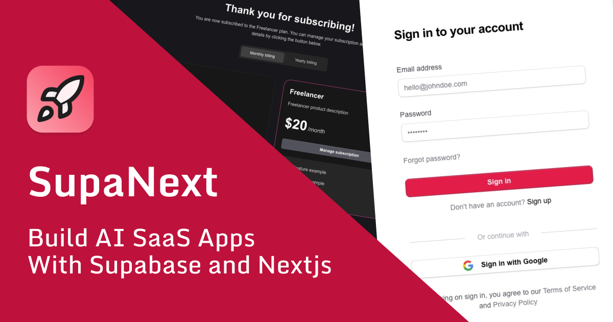 Supanext - Nextjs Supabase SaaS Starter - Launch your SaaS or AI applica