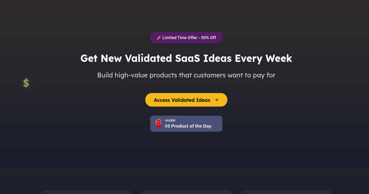 Get Proven SaaS Ideas - Get 2 proven, profitable SaaS