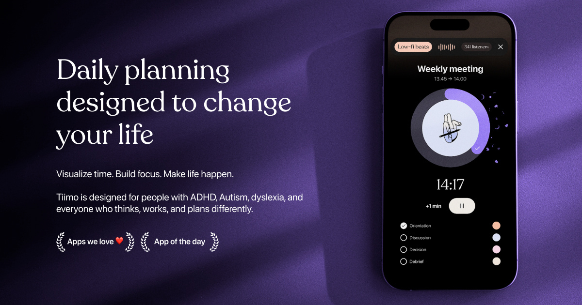 Tiimo Visual Planner - Tiimo是一款视觉日程规划工具，专为ADHD、自闭症及执行