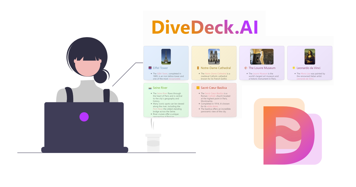 DiveDeck | Smart AI Chatting Decks - 这款工具使您能与AI深入对话，轻松组织对话内容，构建清晰、可