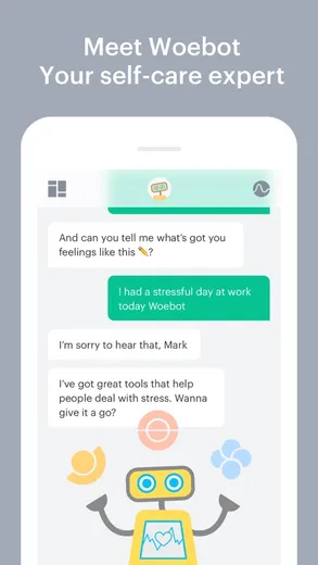 Woebot - Your Self-Care Expert - 认识Woebot！您友好的自我保健专家。 Woebot可以为