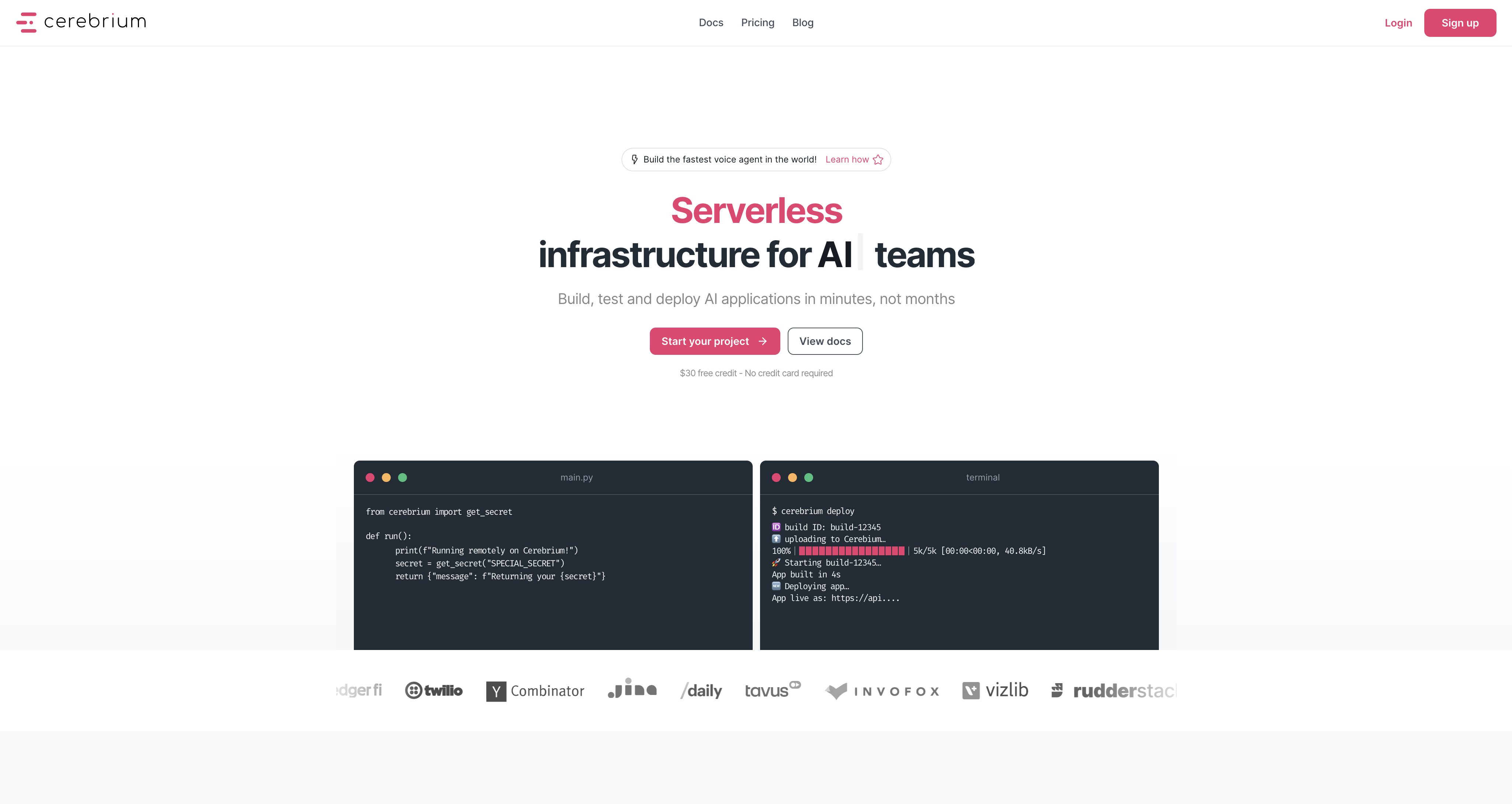 Cerebrium | Serverless AI infrastructure - A serverless AI infrastructure