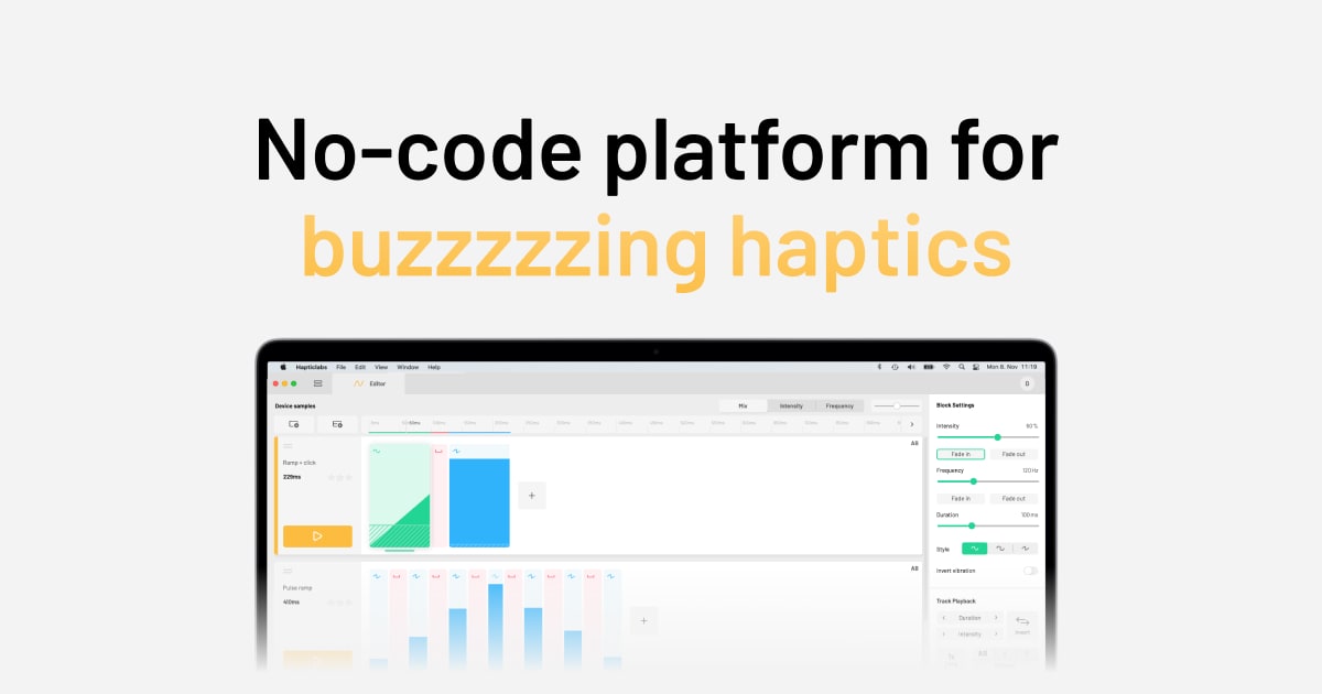 Hapticlabs - No-code haptics - Hapticlabs provides a no-code