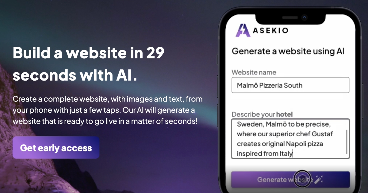 Asekio - AI Website Builder - Generate a website from your p