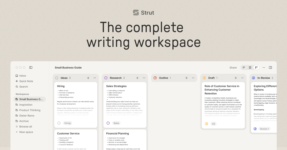 Strut – The complete writing workspace - Strut combines your notes, doc