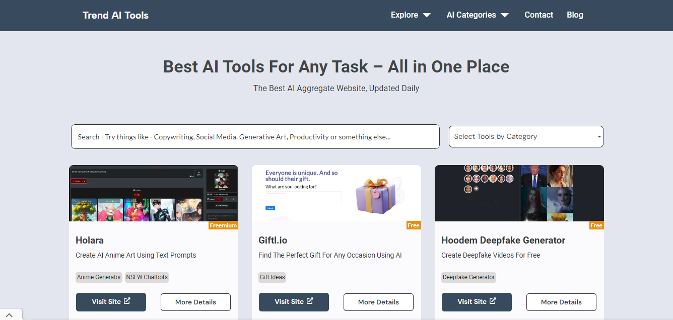 Trend AI Tools - Best AI Tools For Any Task - Trend AI Tools 是一个聚合多种人工 ...