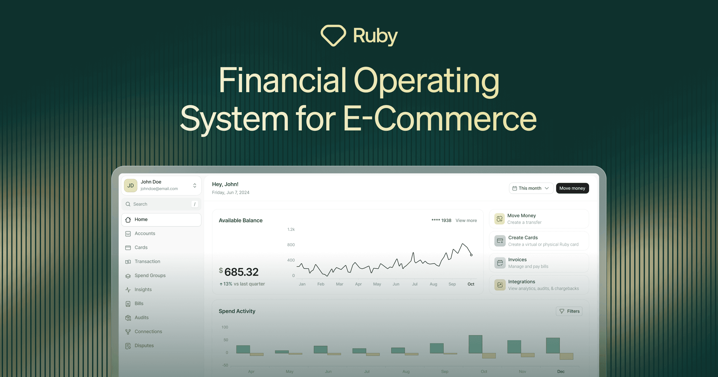 Ruby Financial Operating System - 这款创新产品实现银行与电商数据无缝对接，助力您做出明智决策。